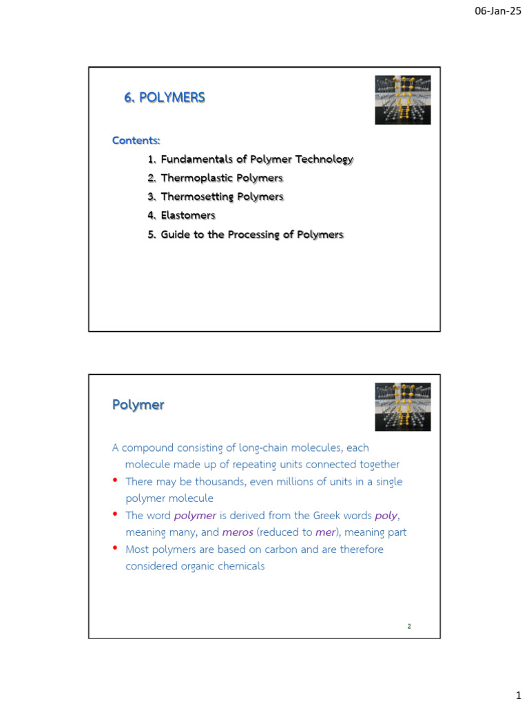 6 POLYMERS | PDF | Polymers | Polymerization