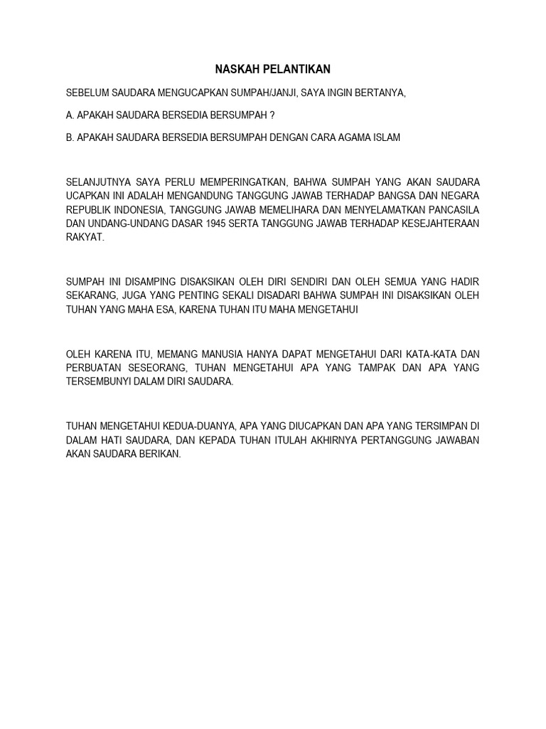 Naskah Pelantikan | PDF