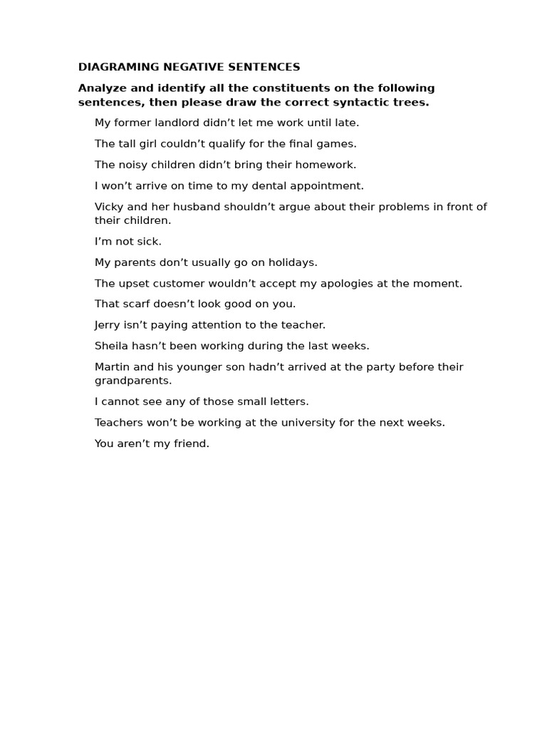 Syntax Trees for Negative Sentences | PDF