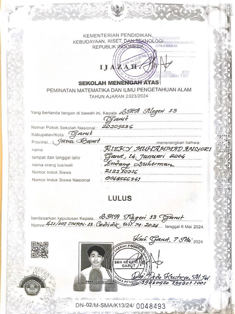 Ijazah Dan Transkip Nilai | PDF