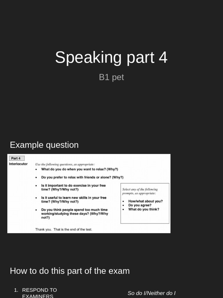 Speaking Part 4 | PDF
