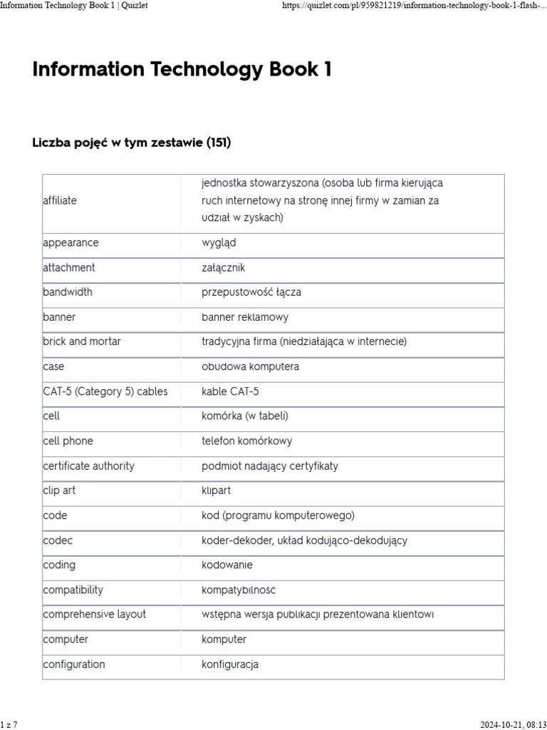 Information Technology Book 1 - Quizlet | PDF