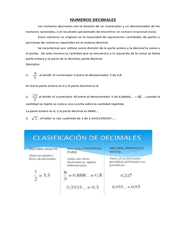 Guía Completa sobre Números Decimales | PDF | Decimal | División ...
