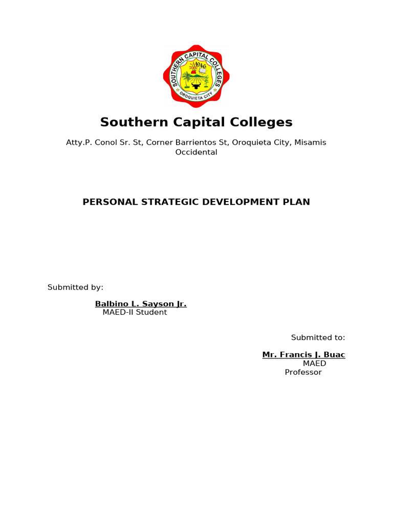 Personal Strategic Development Plan | PDF | Learning | Teachers
