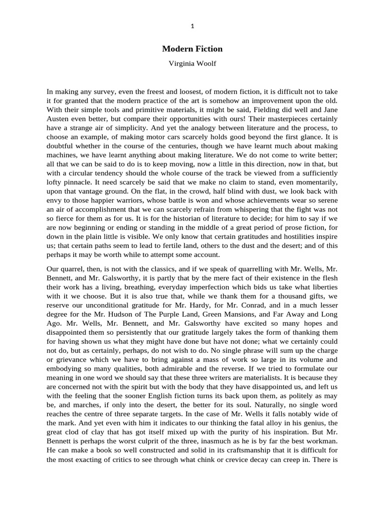 Modern Fiction - Virginia Woolf-1 | PDF