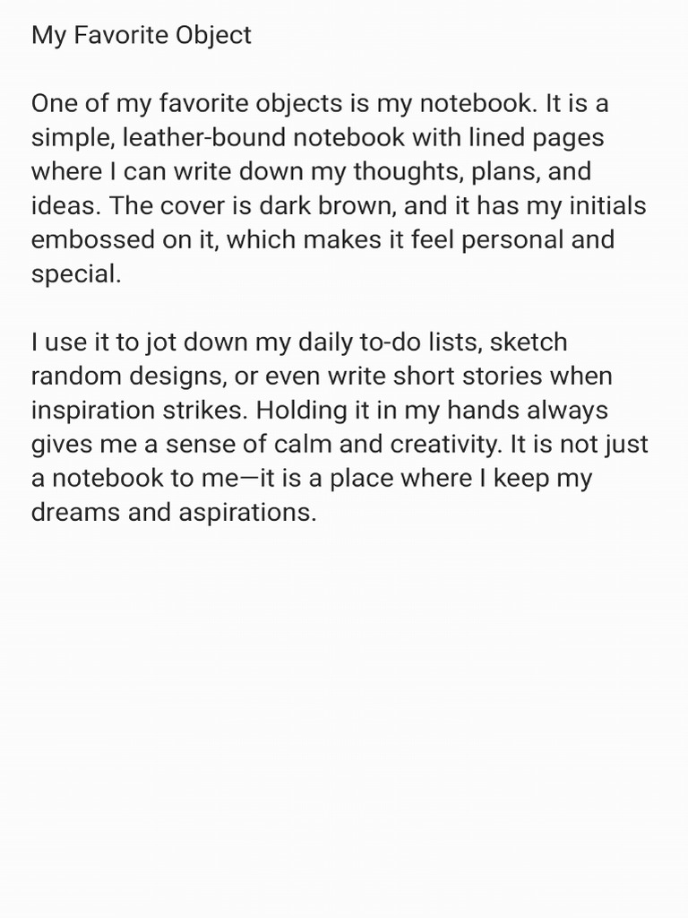 My Favorite Object | PDF