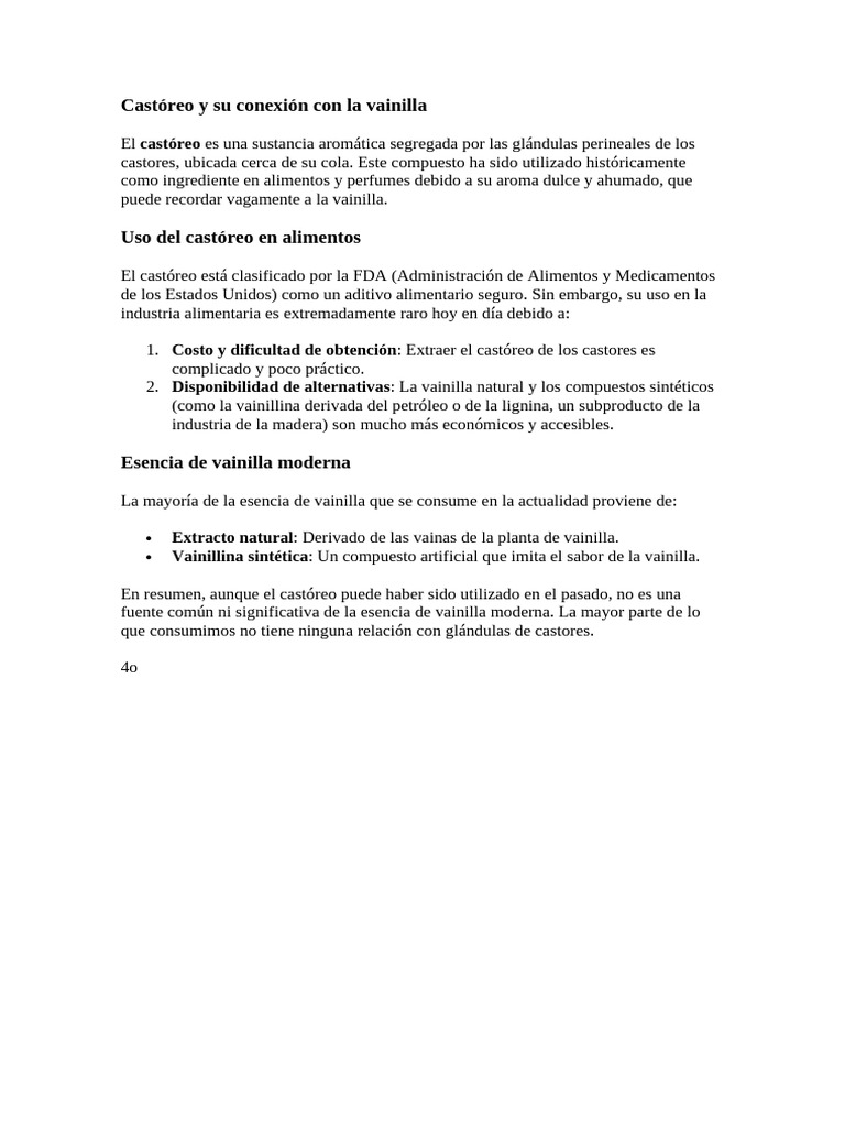 Castóreo y Su Conexión Con La Vainilla | PDF