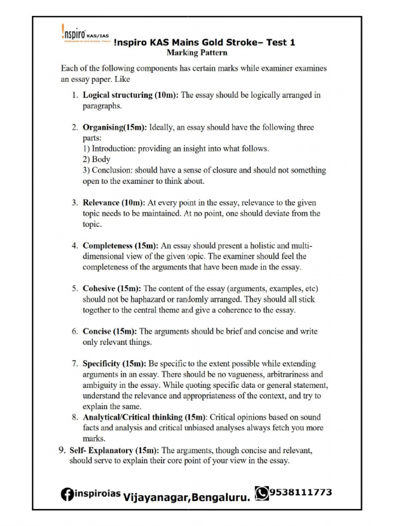 Essay Marking Pattern | PDF
