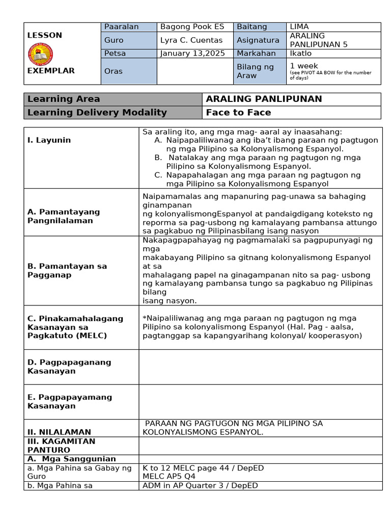 Ap 5 Q3 Week1' | PDF