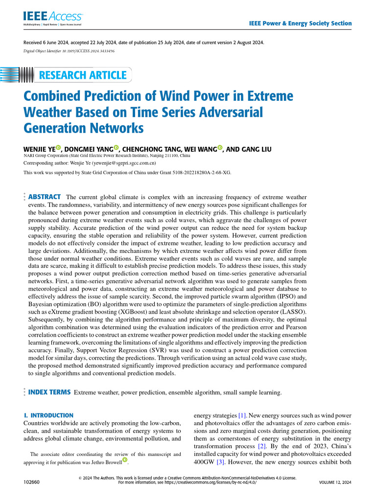 Wind Power Prediction in Extreme Weather | PDF | Prediction | Forecasting