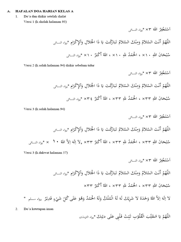 HAFALAN DOA HARIAN Caberawit - Edit | PDF