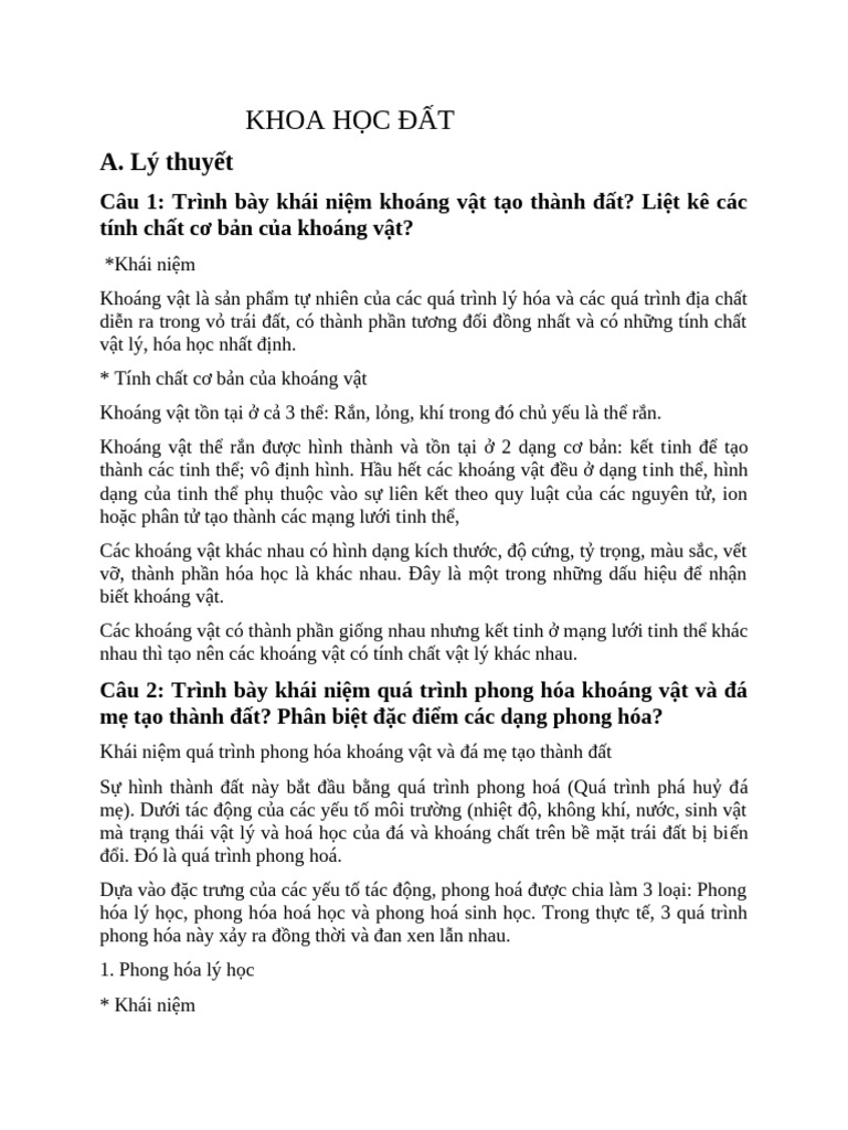 KHĐ - Ôn Ktra | PDF