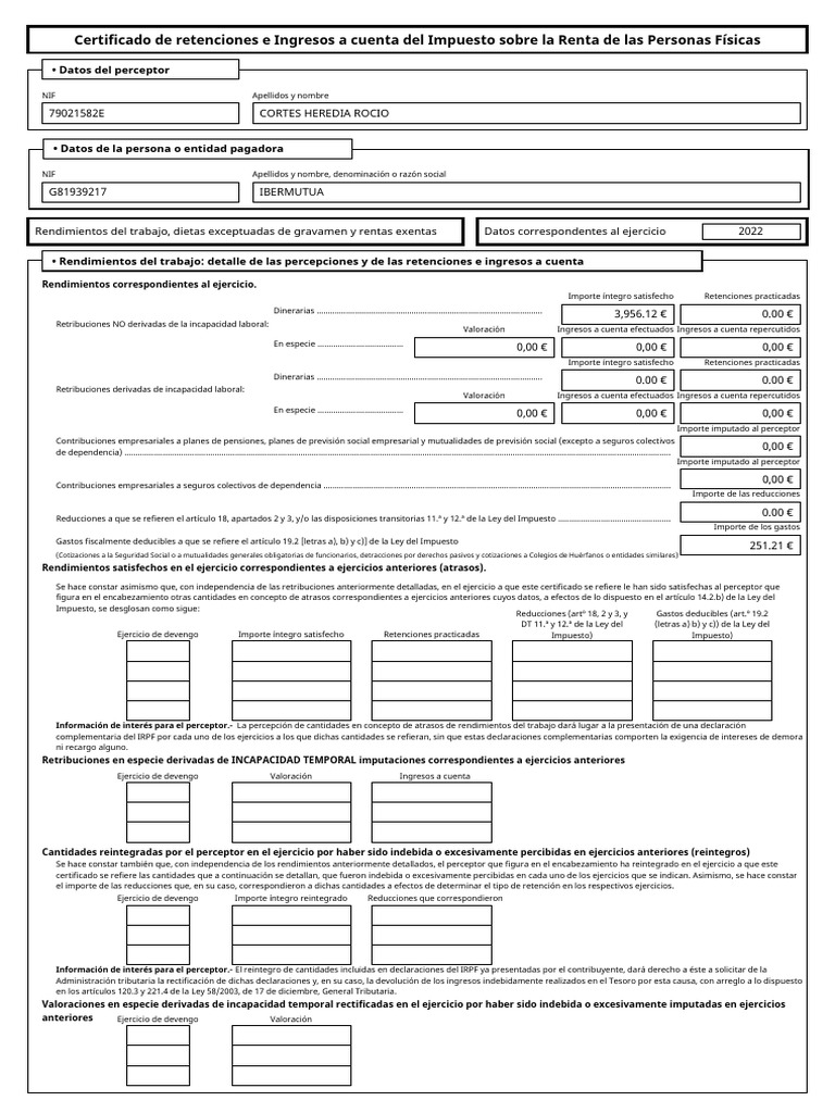 Modelo190 2022 | PDF | Impuestos | Percepción