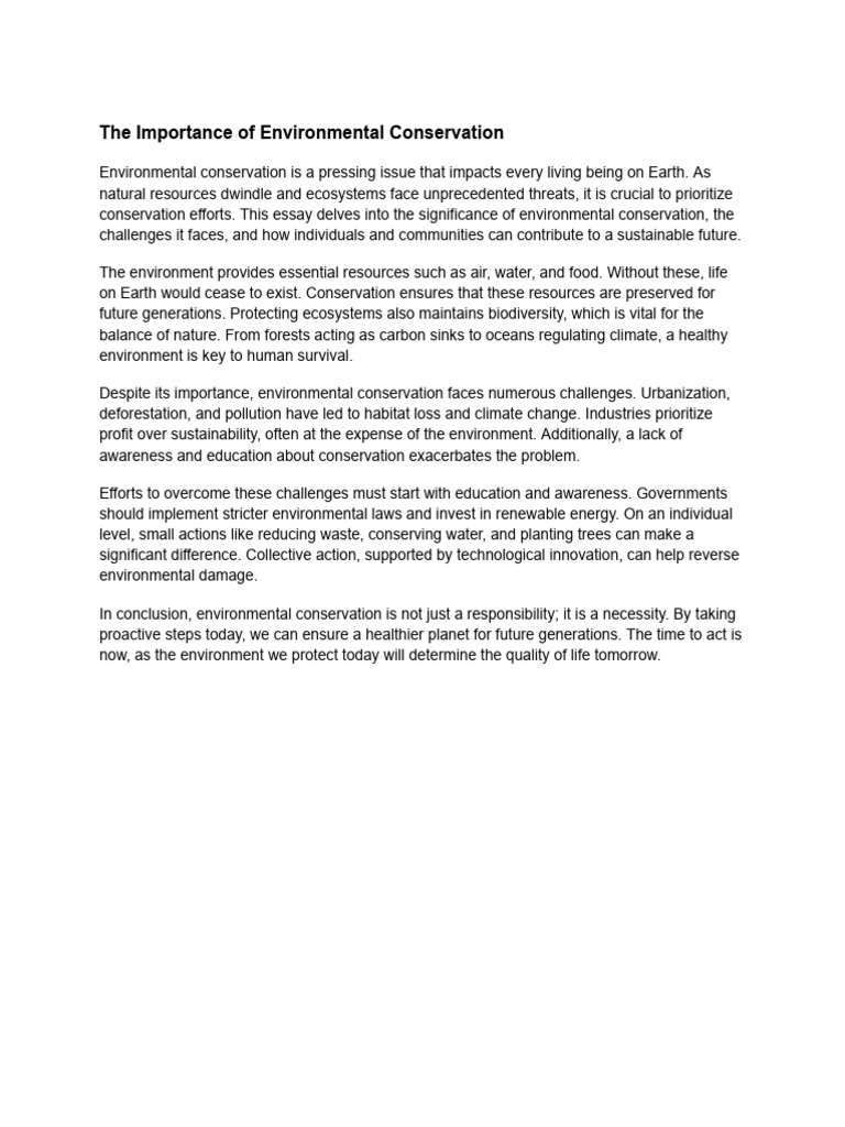 The Importance of Environmental Conservation | PDF