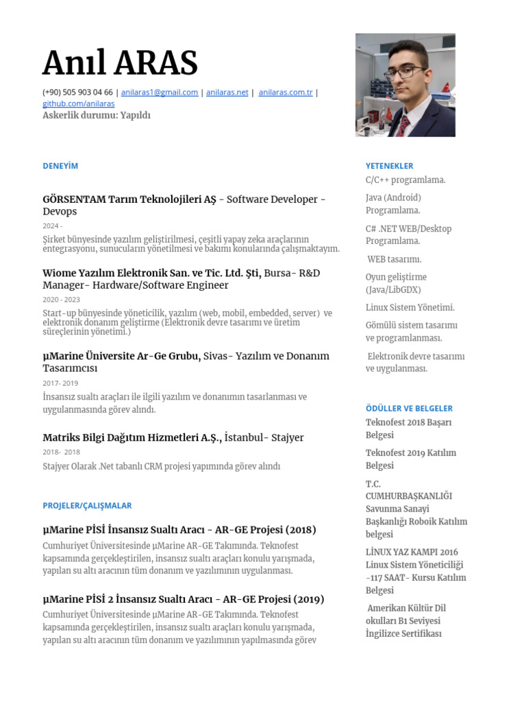Anıl ARAS: - Software Developer - Devops | PDF