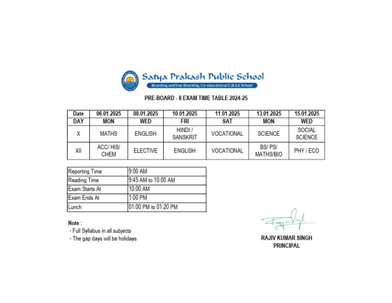 Pb2 Time Table | PDF