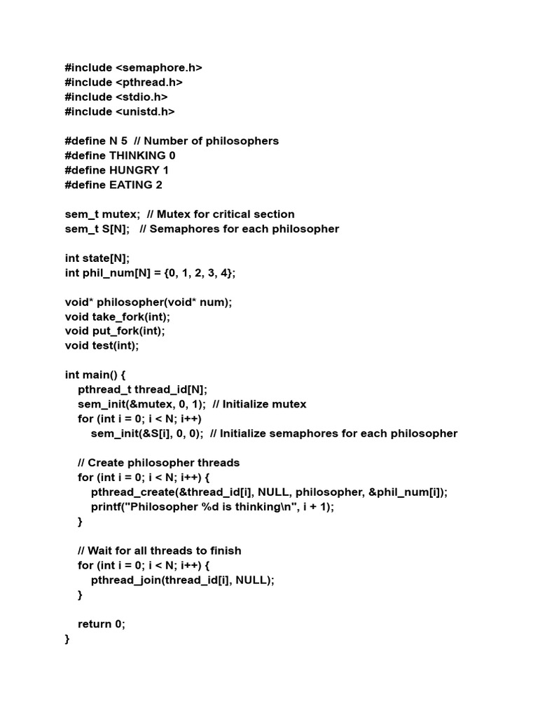 Dining Philosophers Problem in C | PDF