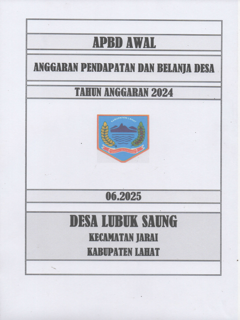 Apbdes Awal 2024 Lubuk Saung Kecamatan Jarai | PDF