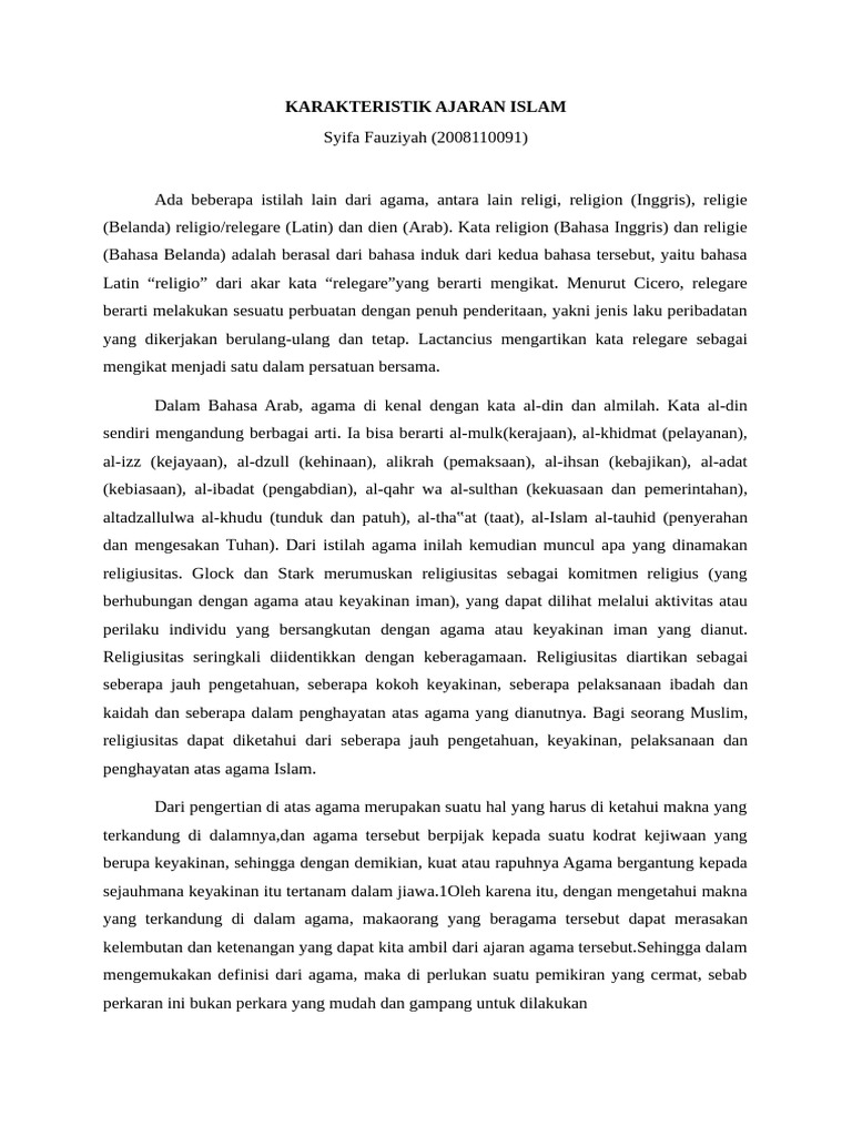 Karakteristik Ajaran Islam dan Religiusitas | PDF