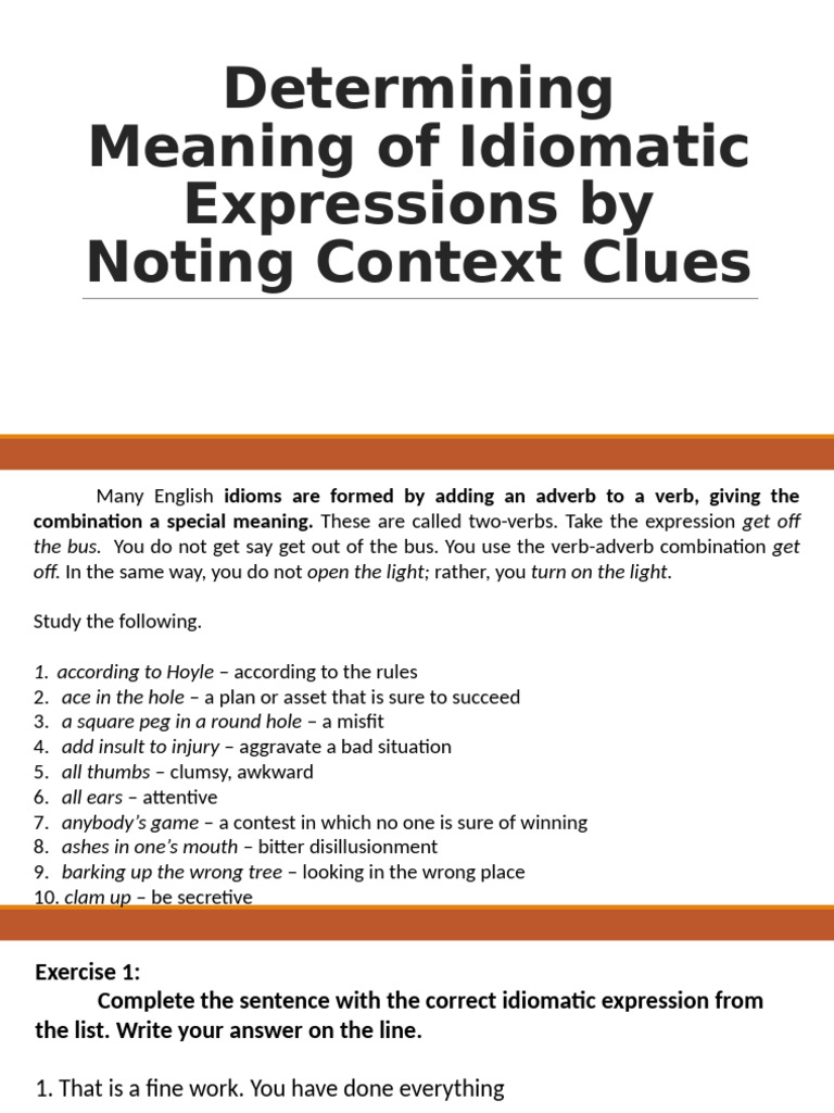 DETERMINING IDIOMATIC EXPRESSIONS | PDF