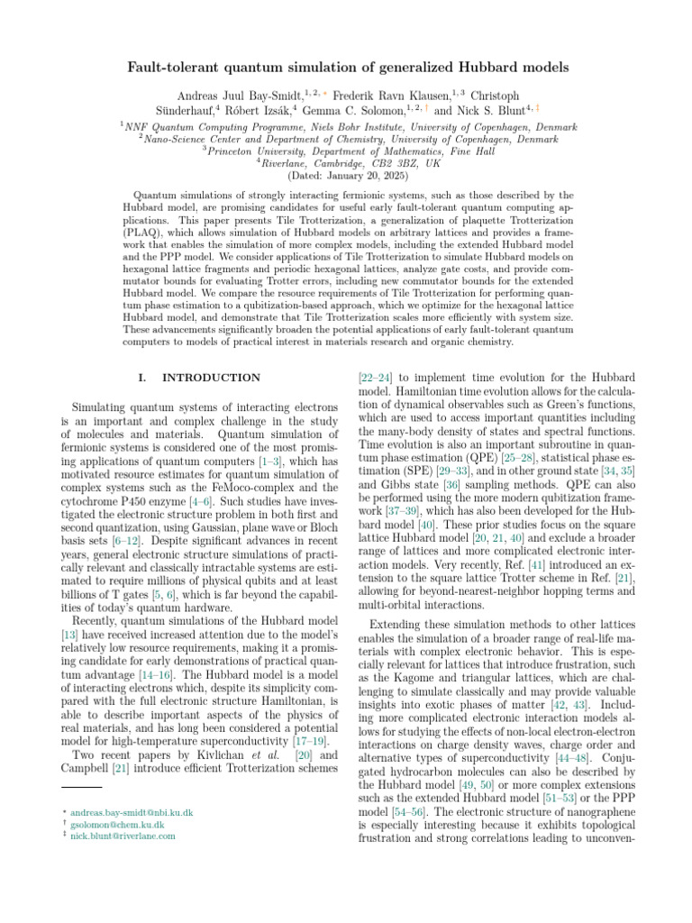 Fault-tolerant quantum simulation of generalized Hubbard models | PDF | Quantum Chemistry | Physics