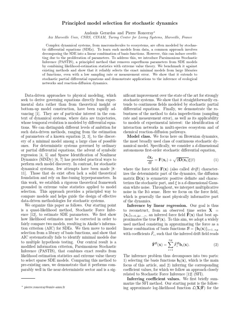 Principled Model Selection For Stochastic Dynamics | PDF | Akaike Information Criterion ...