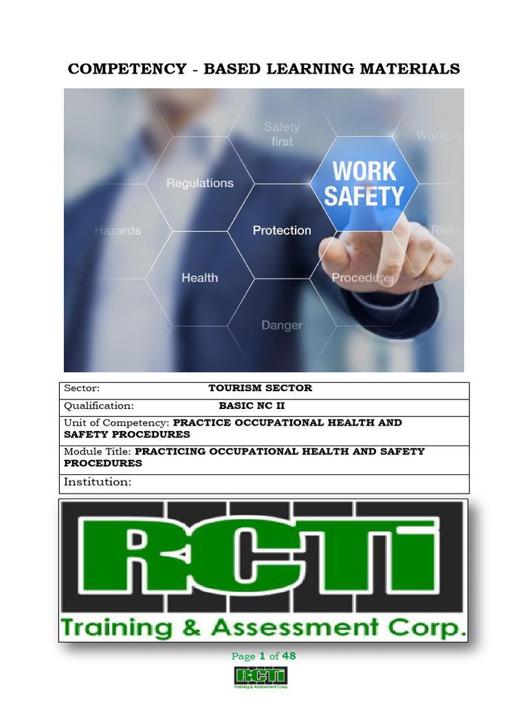 4.-CBLM-BASIC-4-Practice-occupational-health-and-safety-procedures-Done 8 | PDF | Hygiene | Hand ...