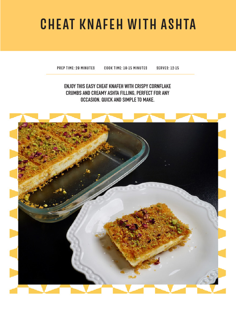 Easy Knafeh with Ashta Recipe | PDF | Foods | Cooking