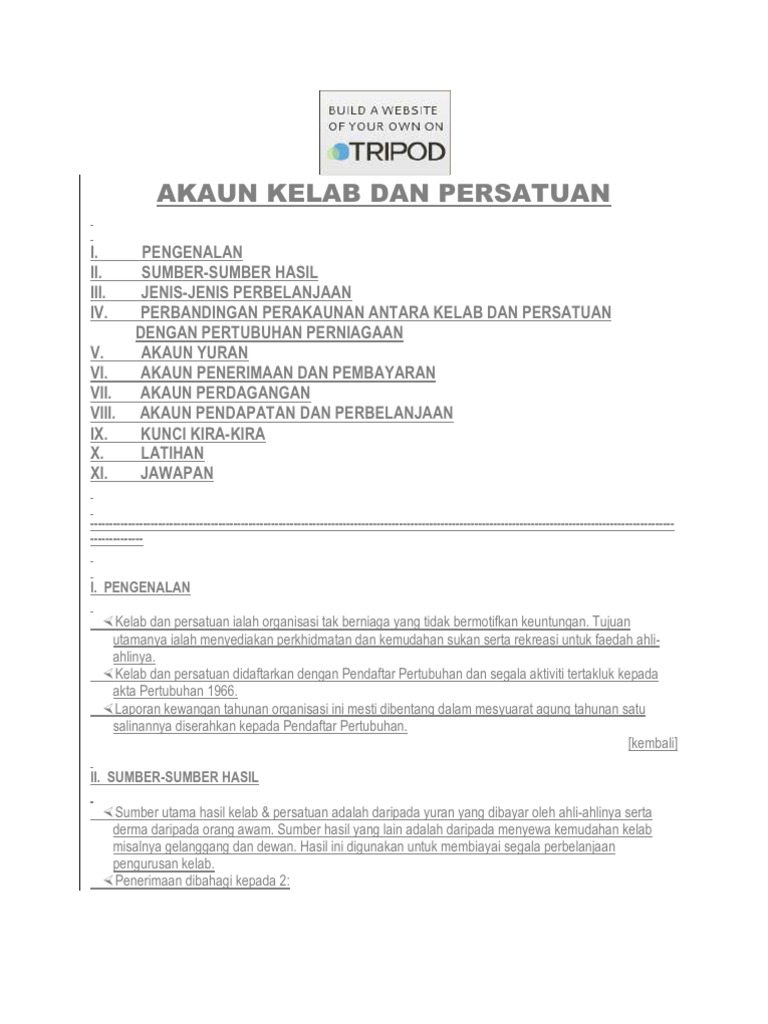 Akaun Kelab Dan Persatuan | PDF