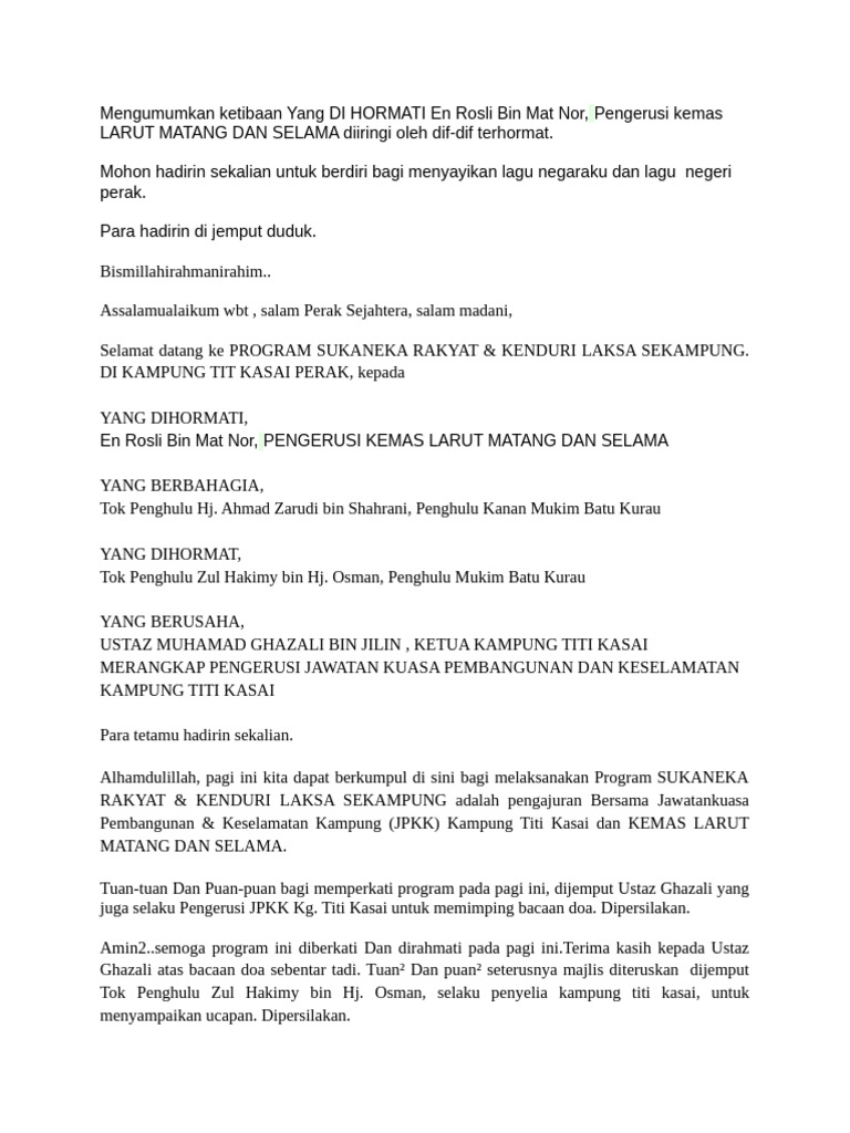 Ucapan Sukanneka | PDF