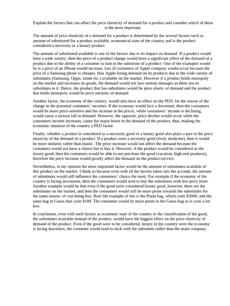 PED_econ | PDF | Demand | Elasticity (Economics)