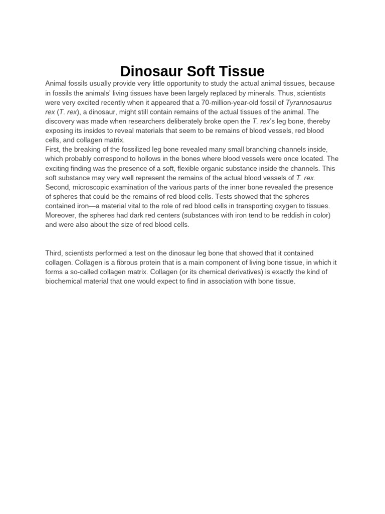 Dinosaur Soft Tissue | PDF