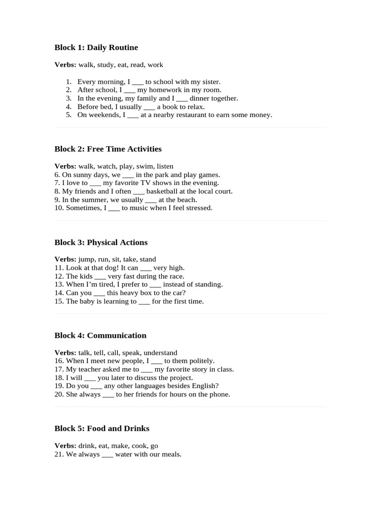 Ejer 30 Verbos Vip Ingles | PDF