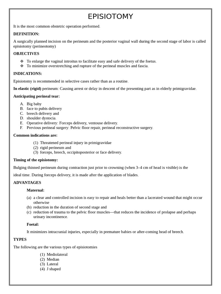 EPISIOTOMY | PDF | Childbirth | Clinical Medicine
