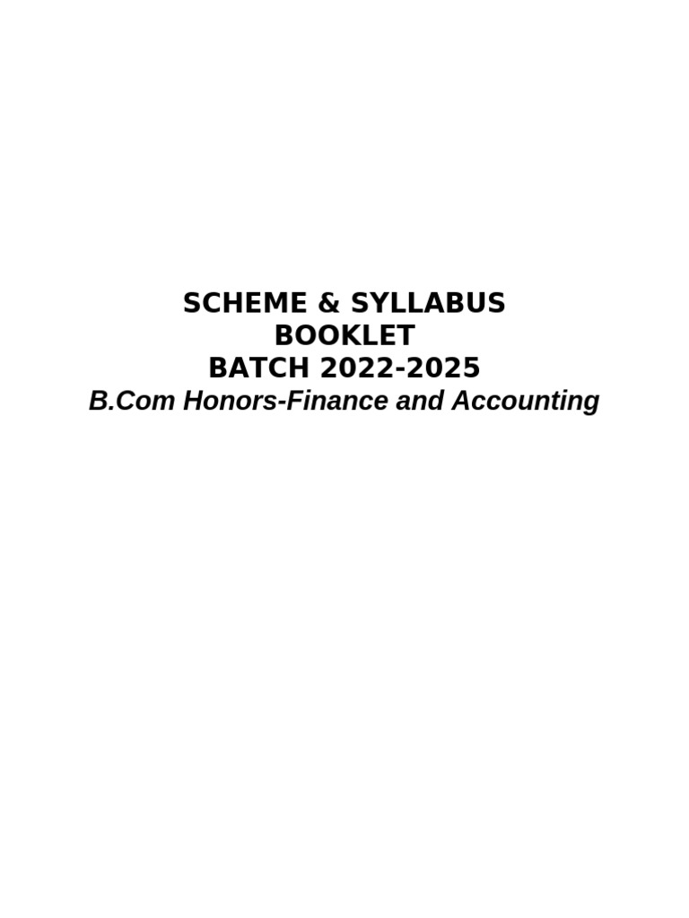 B. Com-Honors Scheme - Syllabus-2022-25 | PDF