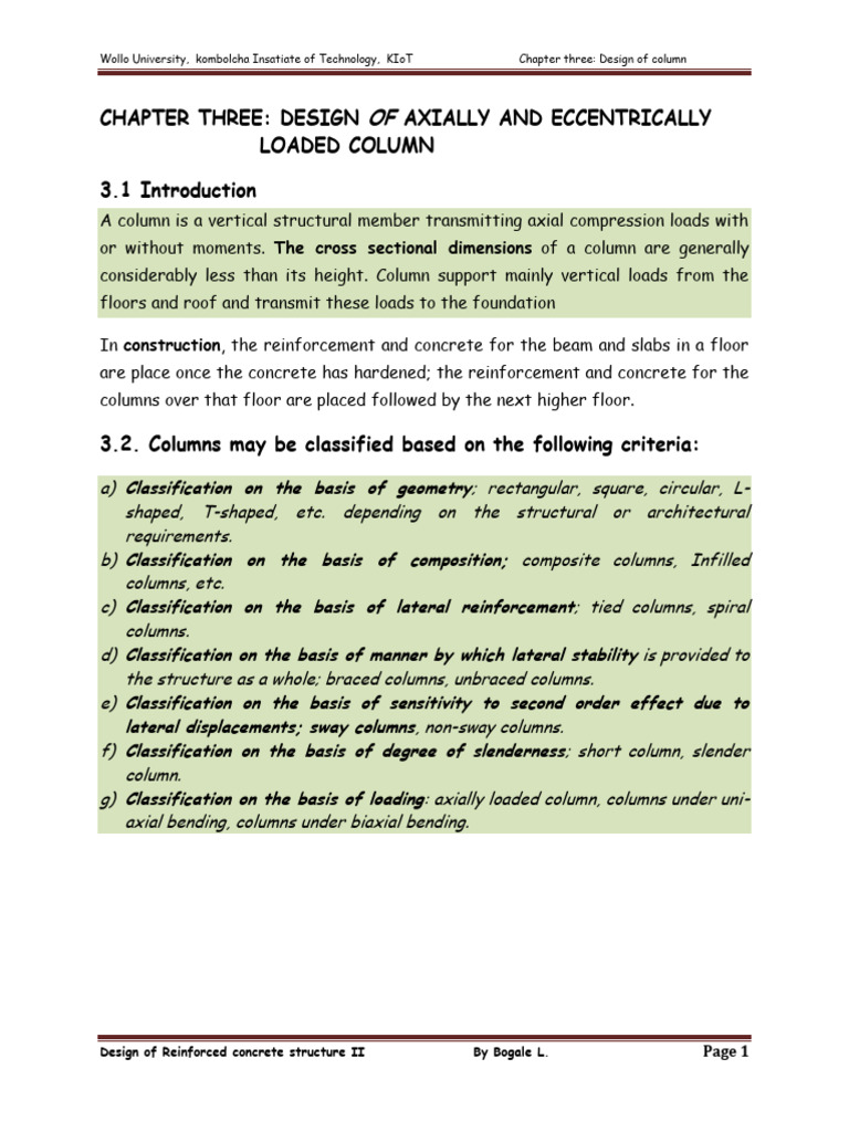 lecturenote_1651562585Design of axially and Eccentrically Loaded column ... lecturenote_1651562585Design of axially and Eccentrically Loaded column ...