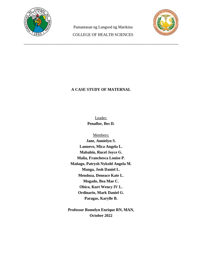 Maternal and Child Case Study 2nd Year | PDF | Labia | Uterus