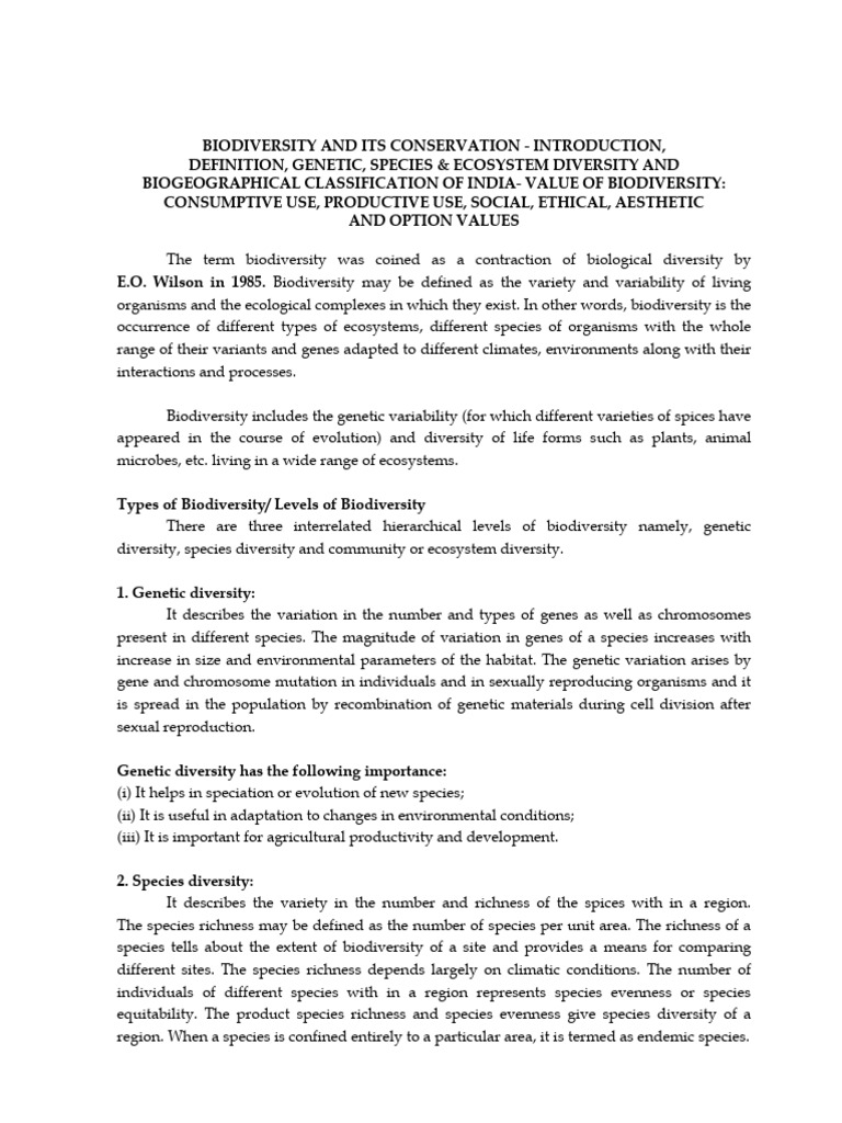 Unit - 2_Complete | PDF | Biodiversity | Endangered Species