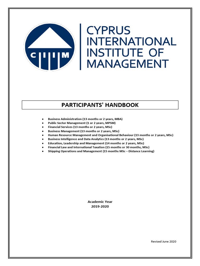 Participants' Handbook | PDF | Course Credit | Master Of Science