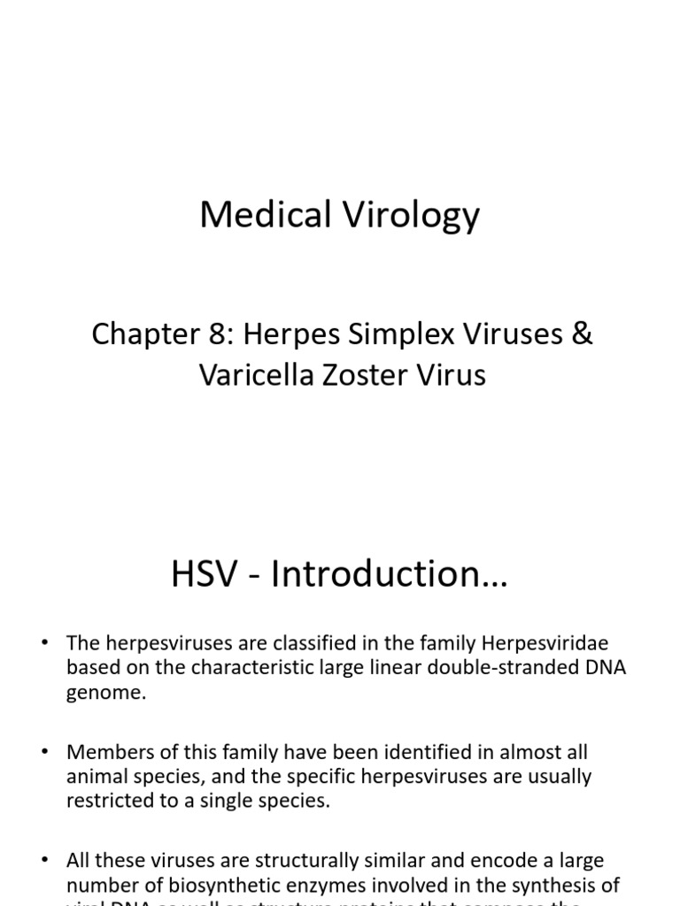 Herpes Simplex Viruses and Varicella Zoster Virus | PDF | Virus ...