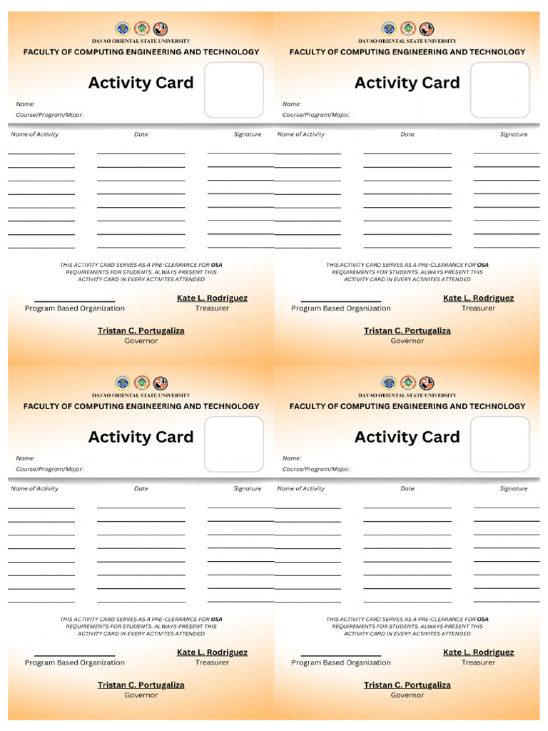 ACTIVITY CARD | PDF