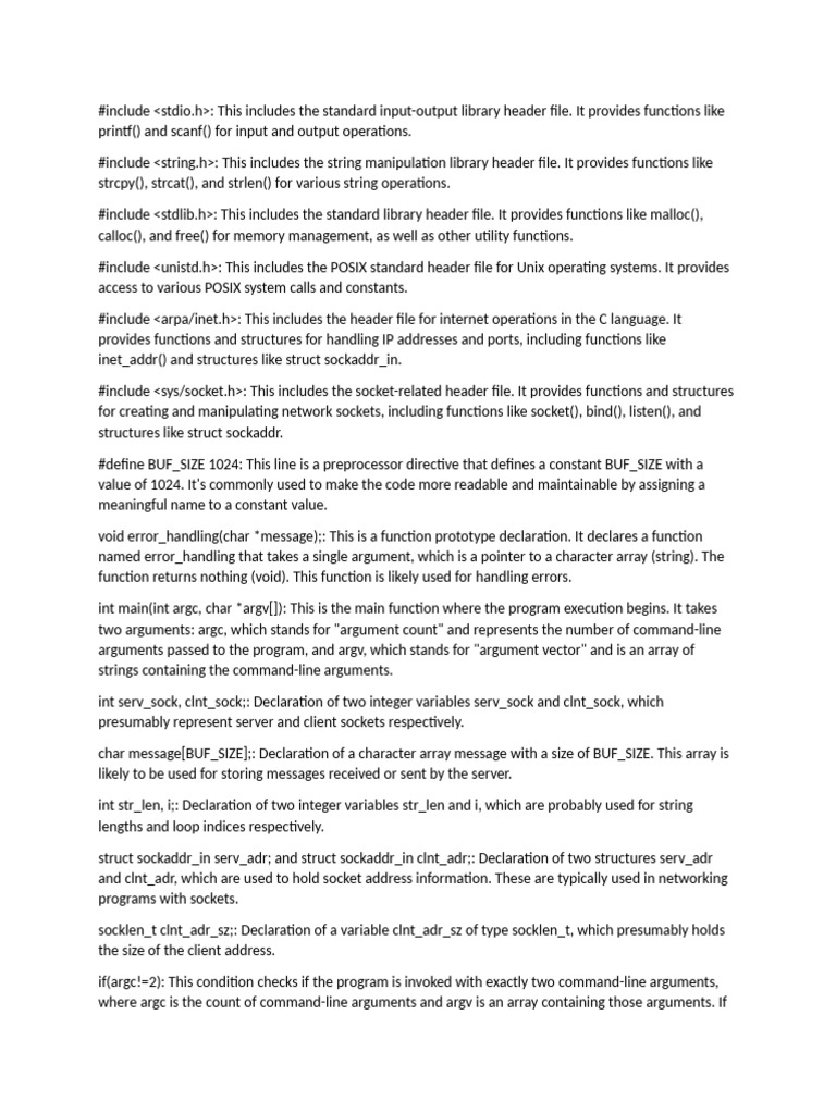 Explanation of Echo Server | PDF | Computer Programming | Computer Data