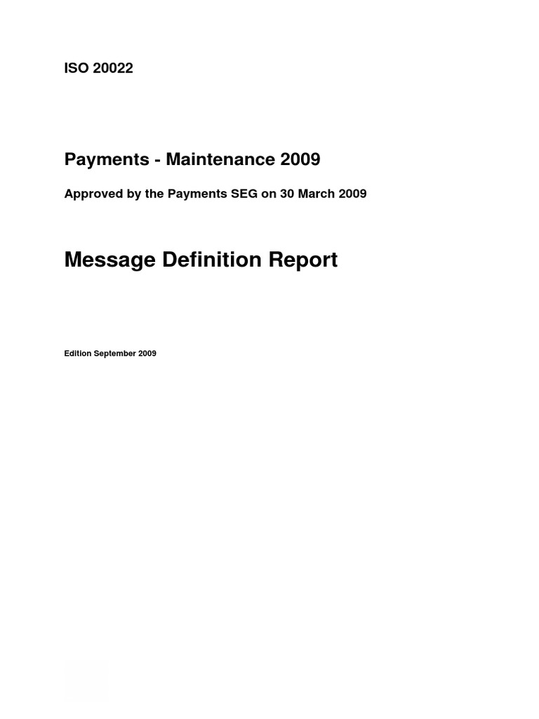 ISO 20022 Payments Message Report | PDF | Invoice | Debits And Credits
