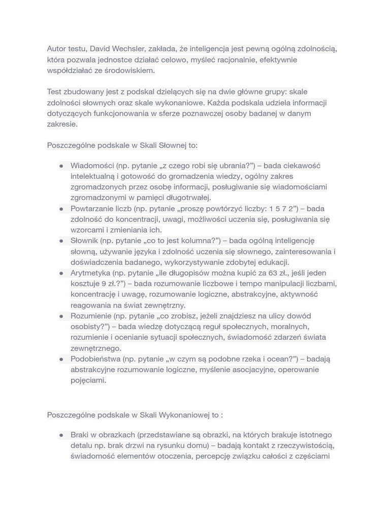 Test Wechslera | PDF