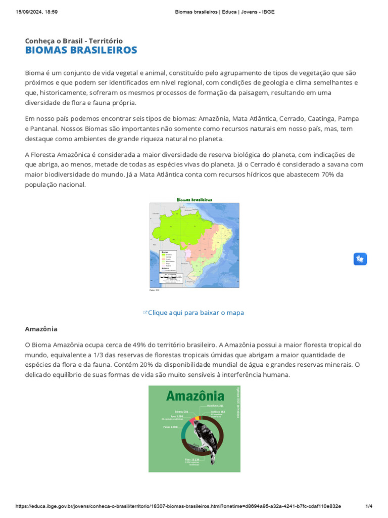 Biomas Brasileiros - Educa - Jovens - IBGE | PDF | Florestas | Floresta ...