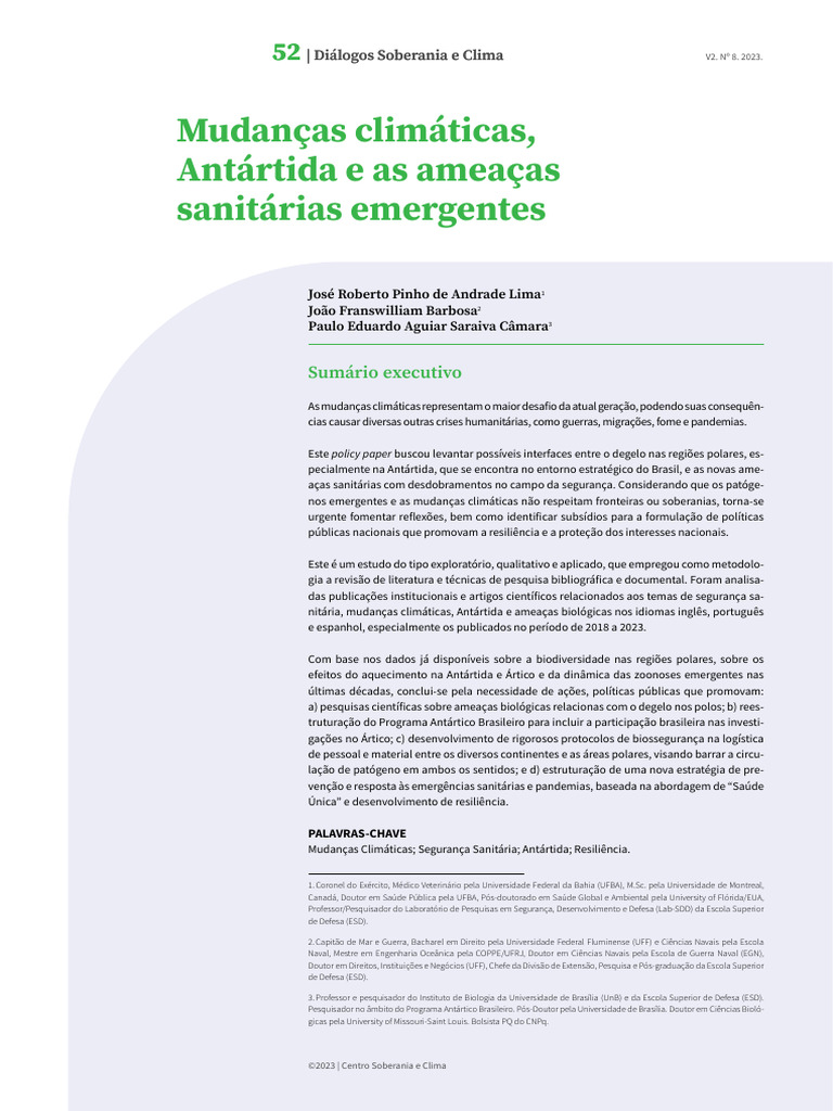 05 Mudancas Climaticas Antartida e As Ameacas Sanitarias Emergentes ...