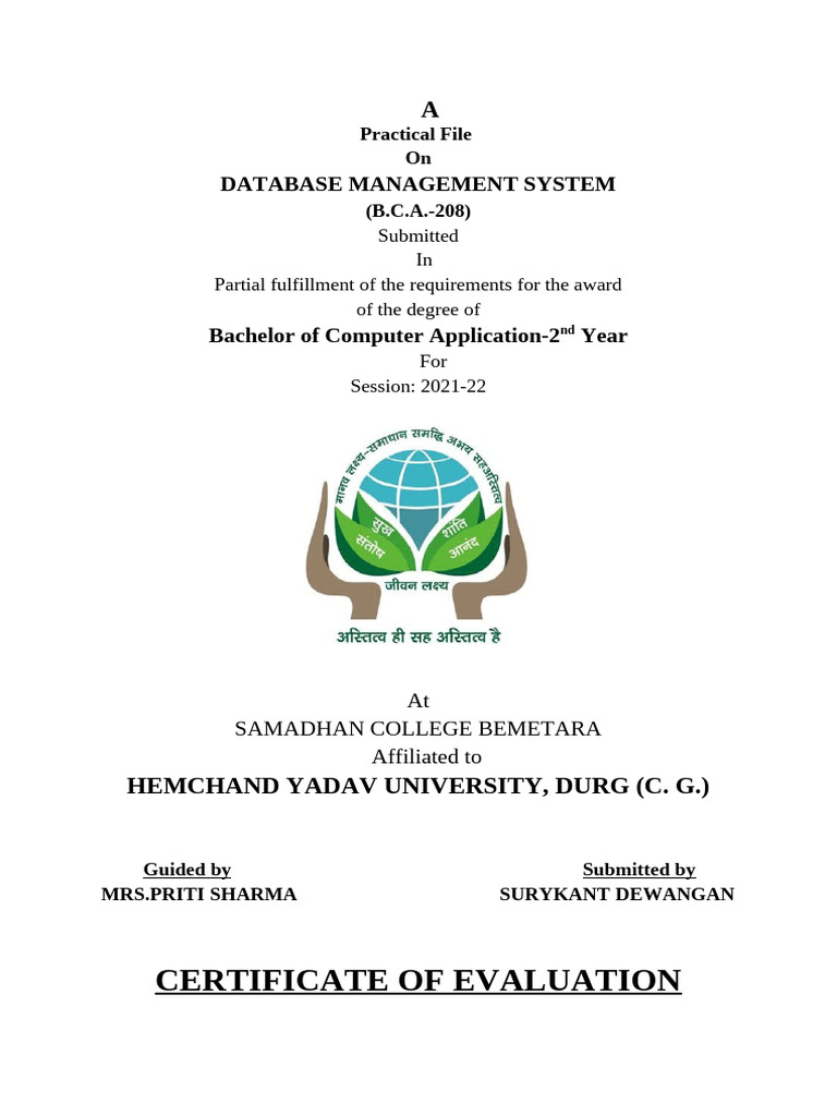 dbms cover & index | PDF | Databases dbms cover & index | PDF | Databases