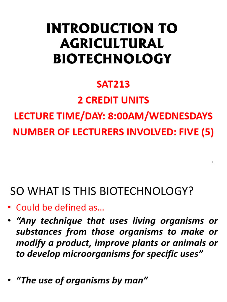 Introduction to Agricultural Biotechnology | PDF | Cloning | Dna