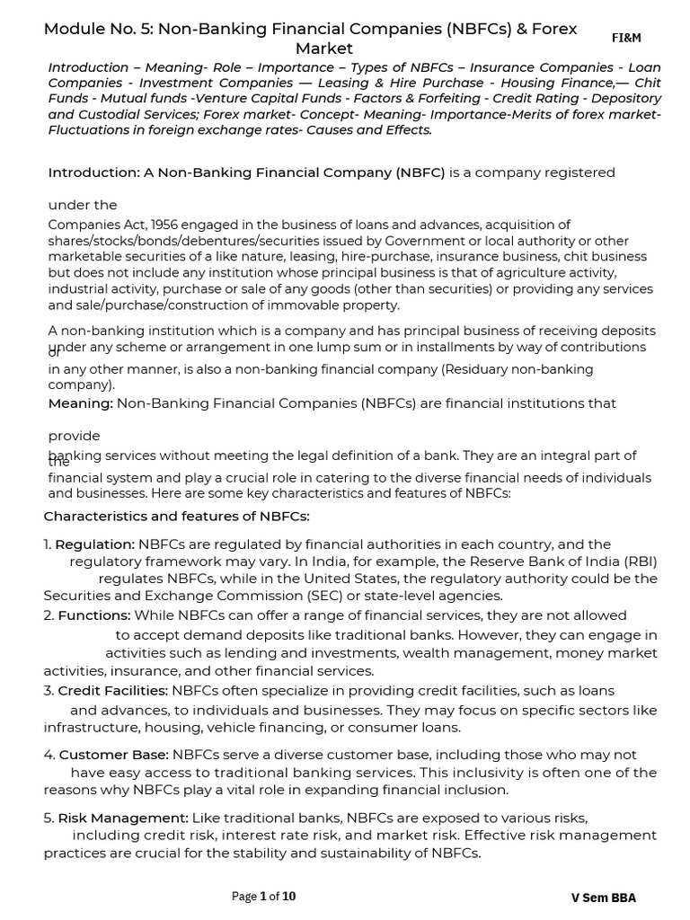 Unit 5 Non-Banking Financial Companies (NBFCS) .PDF - 20231221 - 203703 - 0000 | PDF | Foreign ...