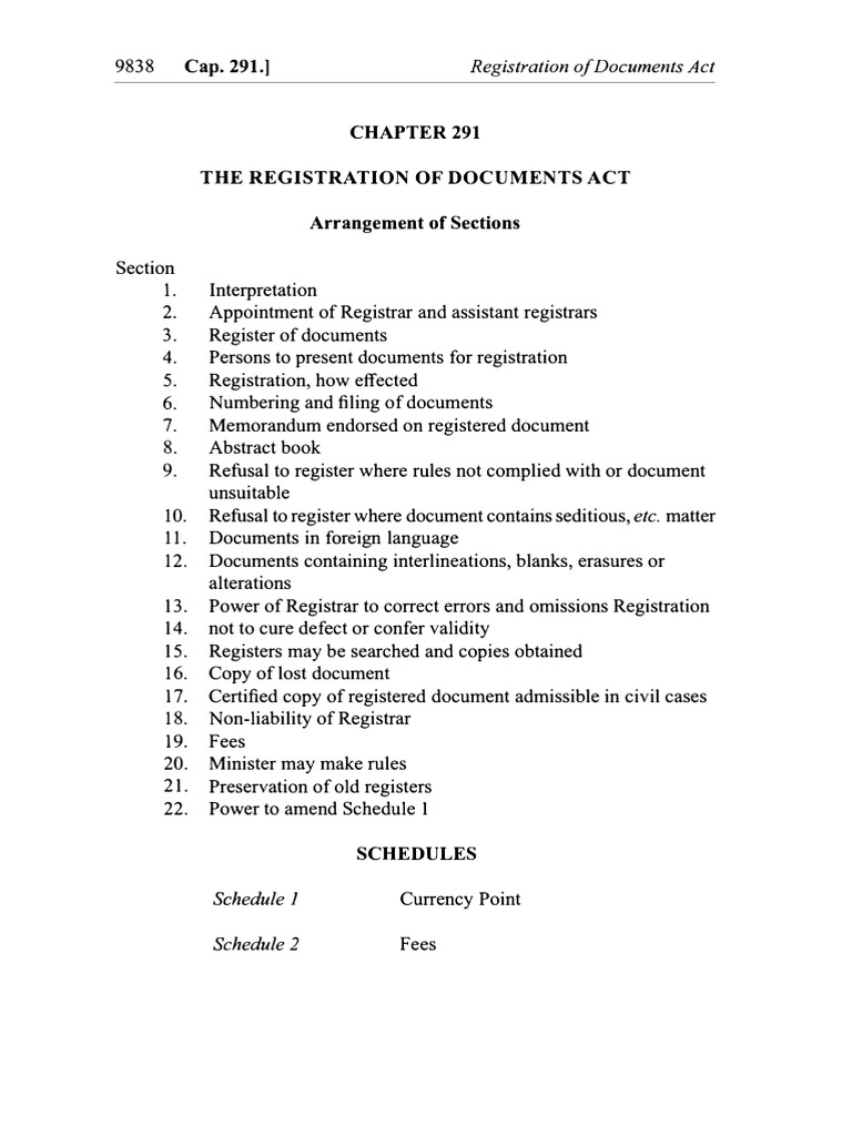 Registration of Documents Act Overview | PDF